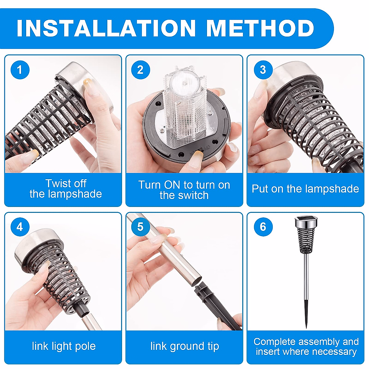 Qualirey 4 Pack Solar Bug Zapper Outdoor Mosquito Waterproof LED Light Mosquito Repellent/Killer Bug Zapper for Indoor Outdoor Patio Yard