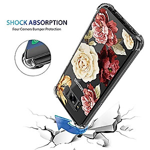 KIOMY Galaxy S8 Case, Crystal Clear Case with Design Rose Flowers Pattern Print Bumper Protective Shockproof Case for Samsung Galaxy S8 Flexible Soft Gel Silicone TPU Floral Cover for Girls Women