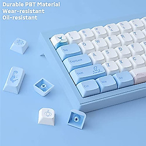 Hyekit PBT Keycaps 137 Keys Melody of The Sea Keycaps Dye-Sublimation Cute Keycaps XDA Profile for Cherry Gateron MX Switches Mechanical Keyboards