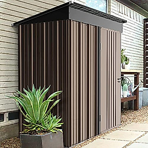 LEMBERI 5x3 FT Outdoor Storage Shed,Tool Garden Metal Sheds with Lockable Door,Outside Waterproof Galvanized Steel Storage House for Backyard Garden, Patio, Lawn