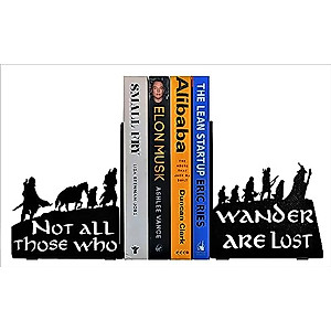 HeavenlyKraft Decorative bookends for Shelves Decorative Metal Bookend, Non Skid Book End, Book Stopper for Home/Office Decor/Shelves, 7 X 5.51 X 4 Inch Per Piece (with Quote on Product)