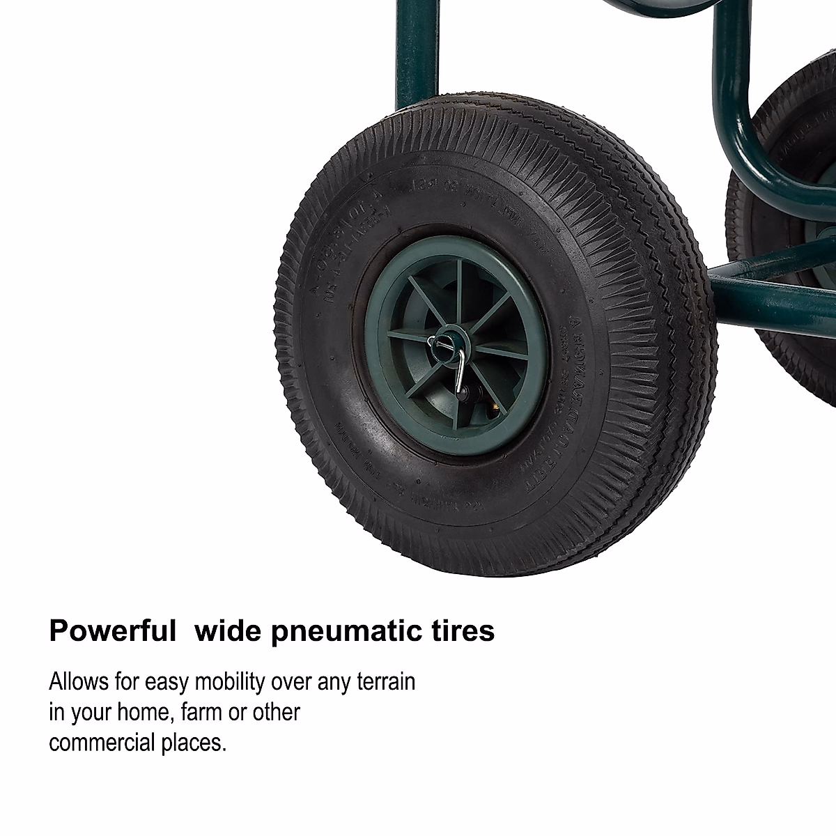 Outvita Garden Hose Reel Cart, Lawn Water Planting Cart with Wheels, Heavy Duty Outdoor Yard Water Planting Truck Holds 300-Feet of 5/8-Inch Hose with Storage Basket for Patio Farm(Green)