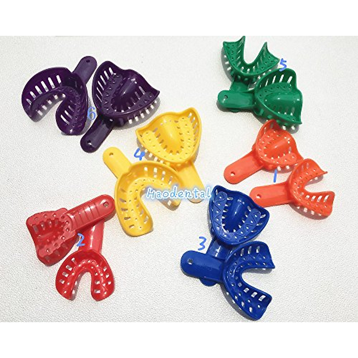 12pcs Dental Impression Tray Plastic New 6 Sizes Autoclavable for Adult/Children