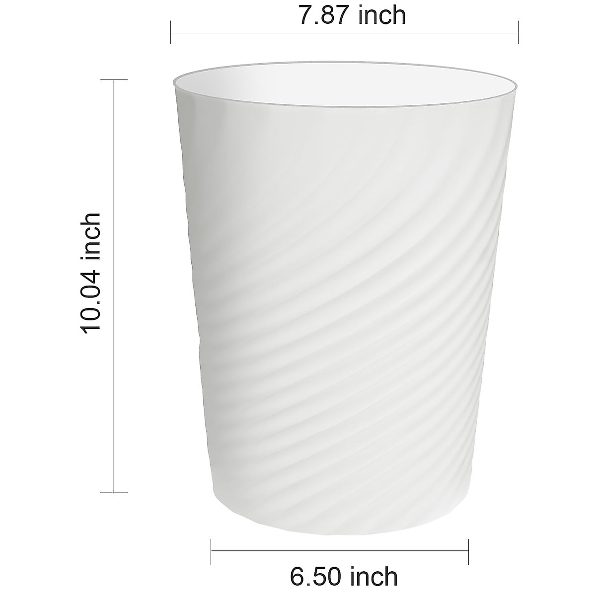 DAJITRE 1.8 Gallon Small Trash Can Wastebasket Recycling Bin Slim Profile for Compact Spaces Bathroom, Office, Bedroom, Kitchen (1.8 Gallon, White)