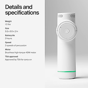 Hyperice Hypervolt Go 2 - Featuring Quiet Glide Technology - Handheld Percussion Massage Gun - 3 Speeds, 2 Interchangeable Heads - Helps Relieve Sore Muscles and Stiffness - FSA and HSA Eligible