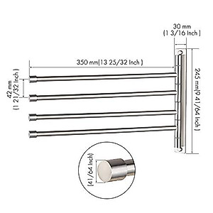 KES 6-Bar Folding Arm Swivel Towel Bar & 4-Arm Swing Hanger Towel Rack, Saving Wall Mount Brushed Finish, A2102S6-2+A2102S4-2