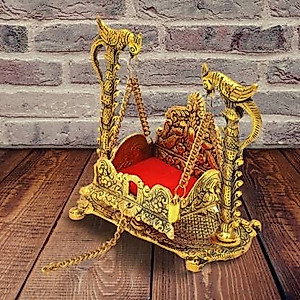 Laddu Gopal Jhula Krishna Jhula Bal Gopal Sihasan Ladoo Gopal Swing Lord Jhula in Gold