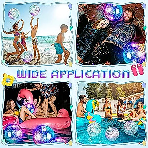 Libima 48 Pcs LED Inflatable Beach Ball 12 in Clear Confetti Glitter Beach Balls Glow in The Dark Ball Swimming Pool Ball Toy Light up Beach Balls for Summer Beach Pool and Party Favor (Colorful)