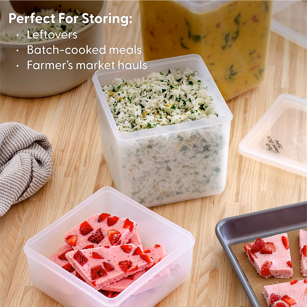 W&P Freezer Cubes- Set of 3 | Reclaim Your Freezer With Tidy Stackable Frozen Food Containers | 16oz, 40oz, 64 oz | Freezer safe, BPA Free, Dishwasher Safe, Microwave Safe