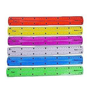Thereisno 2 Pieces Color Flexible Rulers Soft Bendable Plastic Rulers Duals Scale Bendable Flexible Rubber Rulers Clear Straight Ruler 2 Pieces Flexible Ruler Hanging Pendant