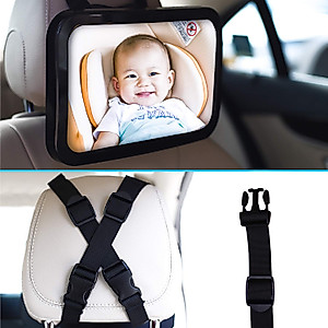 Baby & Mom Rear View Baby Car Seat Mirror - Wide Convex Shatterproof Glass - Fully Assembled - Car Mirriors Baby - car sear mirror - baby girl mirror car - back mirror baby car seat