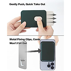 COMWINN Mag Safe Wallet with Double-Row Magnets - Minimalism Leather Mag Safe Card Holder - Slim Magnetic Wallet for iPhone 14/13/12 Series Model and Magsafe Case - Max Fit 3 Cards Dark Green