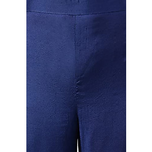 Janasya Women's Dark Blue Chanderi Silk Woven Kurta with Sharara and Dupatta(SET472-KR-SHA-S)