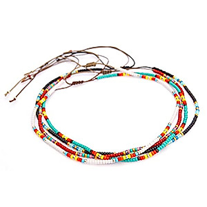 Beaded Choker Necklace for women and Teen Girls, Boho Bohemian Hippie Adjustable Colorful Seed Beads Necklace, Handmade Native American Western Style Jewelry by TRIBES (Turquoise)