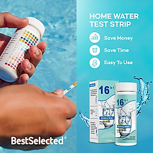 Drinking Water Test Kit Strips: Drinking Water Test Kit - Home Water Testing Kits for Well Tap - Well Water Testing Strips 16 in 1 and 100 Strips for Lead Hardness pH Iron Copper Chlorine and More