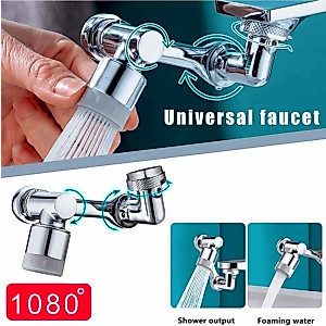 New Rotating 1080° Robotic Arm Faucet -【Universal Model】Splash Filter Faucet, Large Angle Rotating Robotic Arm Water Nozzle Faucet Adaptor w/ 2 Water Outlet Modes, Faucet Extender for Face Wash (1)