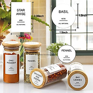 AISIPRIN 24 Pcs Glass Spice Jars with Bamboo Airtight Lids and 403 Labels - 4oz Small Storage Containers,Salt and Pepper Shakers for Kitchen, Seasoning, Herb - Funnel and Marker Included