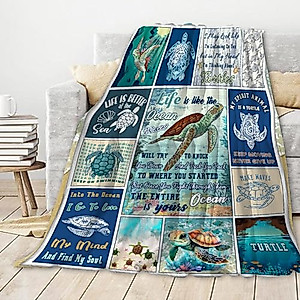 Sea Turtle Blanket Sea Turtle Gifts for Women Throw Blanket,Turtle Gifts for Turtle Lovers,Bed Blanket Cozy Air Conditioning Blanket Plush Blanket for Sofa Car Office,40"x50"-Throw Size for Kids