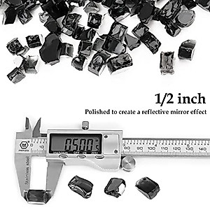 Future Way 20lbs Fire Pit Glass, 1/2 Inch Reflective Fire Glass for Fire Pit, Fire Table, Gas Fireplace, Decorative Glass Rocks, Black