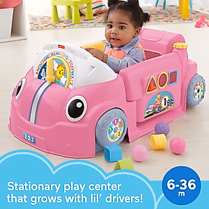Fisher-Price Baby Learning Toy Laugh & Learn Crawl Around Car Activity Center with Smart Stages for Infants Ages 6+ Months, Pink (Amazon Exclusive)