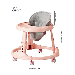 Push Along Walker Baby Activity Center Walker from 6 Months Baby Jumpers Mute Anti-Rollover Toddler Walker,Multi-Function, Dining Table (Color : Pink)