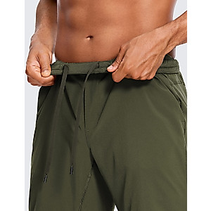 CRZ YOGA Men's 2 in 1 Running Shorts with Liner 9'' Quick Dry Workout Sports Athletic Shorts with Pockets Dark Olive Medium