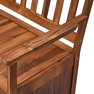 Outsunny 41 Gallon Outdoor Storage Bench, Wooden Deck Box with Inner Waterproof PE Lining, 2-Seat Container for Patio Garden Balcony Yard Store Garden Tools, Teak