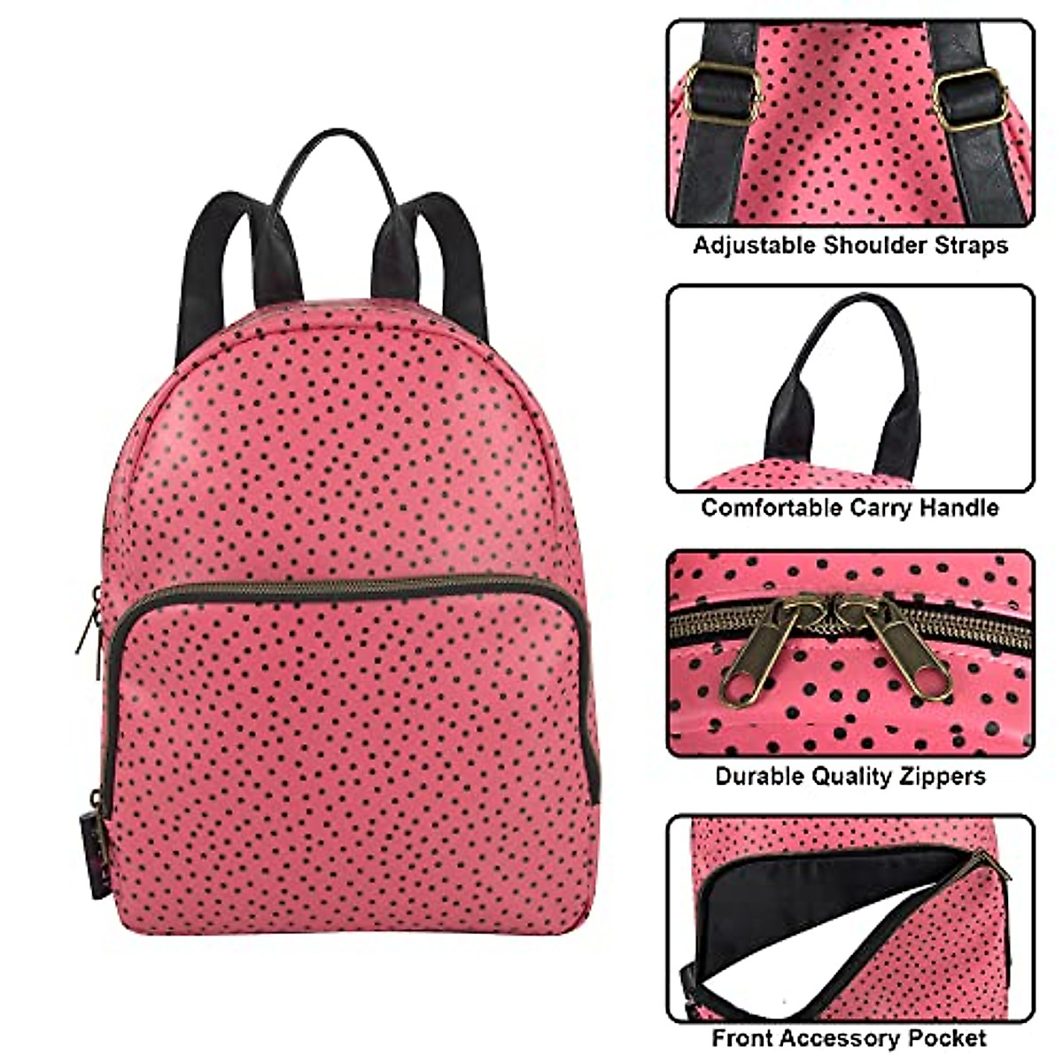 Vinyl Mini Backpack, Vegan Leather Small Fashion Backpack Purse for Girls, Teens, Women, Delia’s Backpack for Girls (Watermelon Seeds)