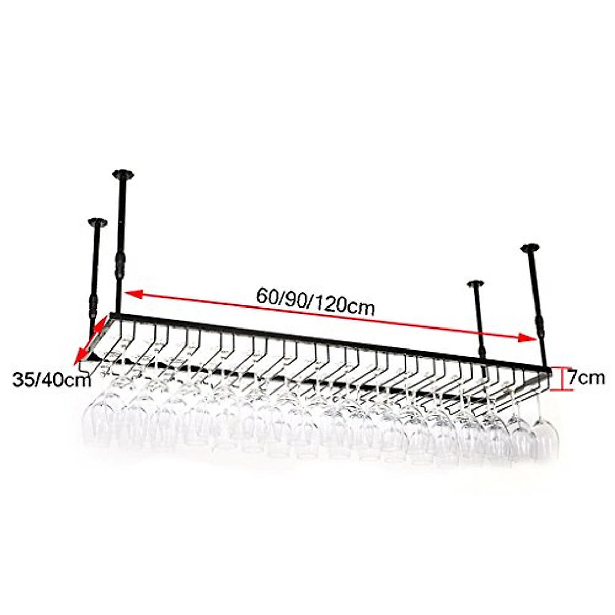 Stylish Simplicity Wine Glass Holder European Style Simple Black Brown Wrought Iron Upside Down Wine Glass Rack High Glass Rack Bar Wine Storage Rack, PIBM, Black, Small