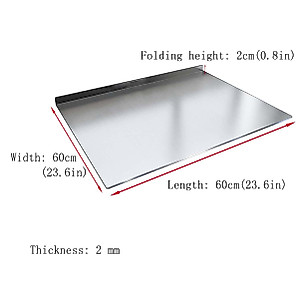 Kitchen Pastry Board Stainless Steel Chopping Board with Lip Double Sided Chopping Board Easy To Clean Non-Slip 'L' Shape for cutting cheese,slicing pizza (23.6 * 23.6in(60 * 60cm),Thick:2mm)