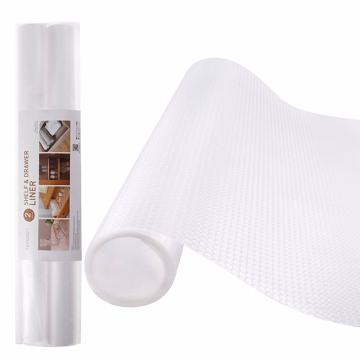 Hemoton 2 Rolls Cabinet Shelf Drawer Liner Non-Adhesive Waterproof Non-Slip EVA Mat Transparent 17.7” x 59”