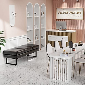 OmySalon Waiting Room Bench Seating,Salon Reception Bench Office Chair, Heavy Duty Guest Lobby Chair, 59.5'' Conference Room Chairs for Beauty Barber Furniture, Faux Leather,Black