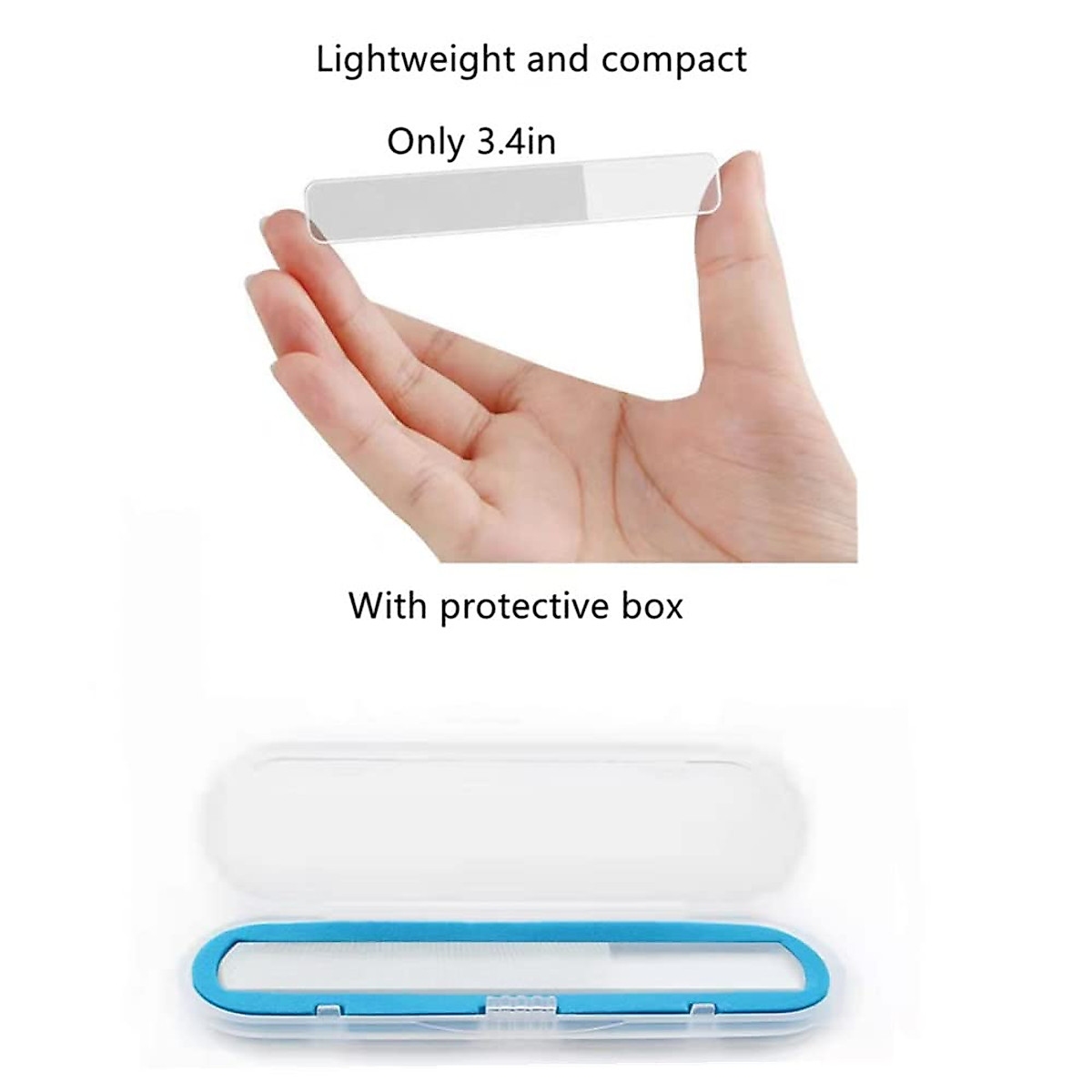 (Mini) Glass Nail Files - Crystal Nail File for Natural Nails, Filing Board for Professional Fingernail Care w/CaseSuitable, for All Ages, Best Gifts for Ladies and Girls