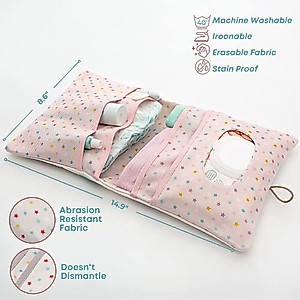 HAMUR Baby Bag Organizer, Portable Stroller Mini Diaper Bag Pouches Travel Gear, Foldable Newborn Baby Essentials must haves bag for Boys & Girls (Elephant)