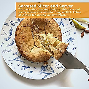 Jean-Patrique Chef's Stainless Steel Serrated Slicer and Server | Unique Serrated Design | A Perfect Cake Slicer and Server, Lasagna Cutter, Spatula, Brownie Cutter or Pizza Lifter | from