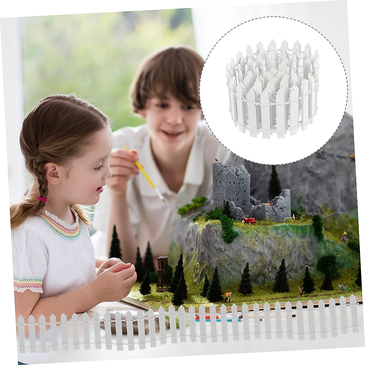 LIFKOME 2 Pcs Mini Fence Decorative Fence Fencing Wood Picket Garden Fence DIY Picket Fence Wooden Fence Wood Fence Miniature Garden Fence Short Picket Camphor Wood Child Moss White Plant