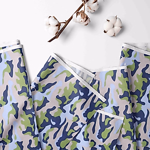 Bacati - 2 Pack Crib Fitted Sheets - CAMO Blue Navy Green Beige Soft Breathable 100% Cotton Percale Baby Sheets - Fits Standard 28 x 52 X 5 inches Crib & Toddler Mattresses