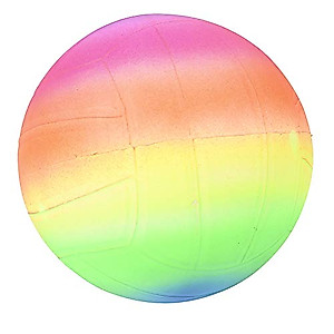 Rainbow Sports Balls - 6 Inch (Pack of 4) Inflatable Vinyl Balls for Kids and Toddlers with Added Hand Air Pump, Neon Basketball, Soccer Ball, and Volleyball for Playground, Indoor and Outdoor Use