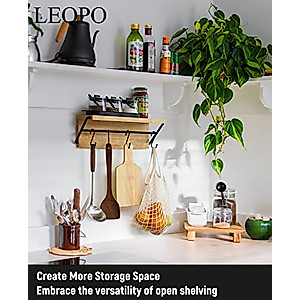 LEOPO Multi-Functional Floating Shelf, Rustic Wood Shelf, Wall Mounted Shelf for Bedroom, Bathroom, Living Room, Kitchen