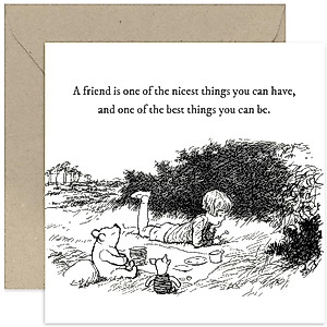 Old English Co. Winnie The Pooh Birthday Card for Friend - Friend Nicest Thing Quote from Winnie The Pooh and Piglet for Sister, Cousin, BFF - Thinking of You Sympathy Card | Blank Inside Envelope