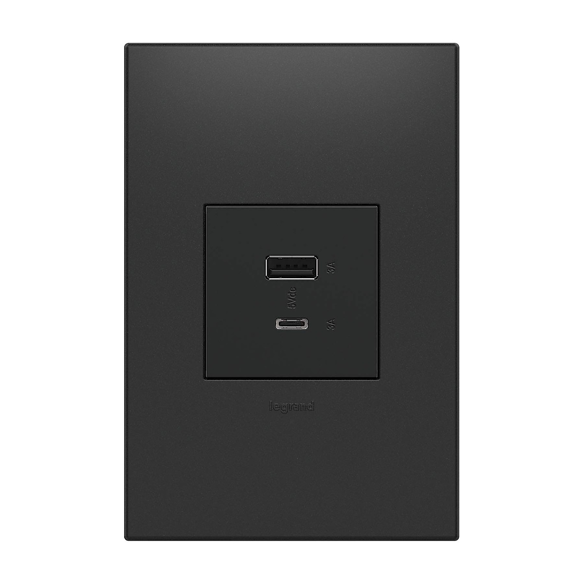 adorne Full-Size, USB Outlet, Ultra Fast Charge, A/C USB Outlet, Graphite, ARUSB2AC6G4
