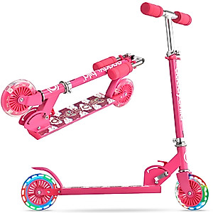 Scooter for Kids with LED Light Up Wheels, Adjustable Height Kick Scooters for Boys and Girls Ages 3-12, Rear Fender Break, Folding Kids Scooter, 110lb Weight Capacity