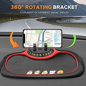 AIIONP Anti-Slip Dashboard Mount for Smartphones, 360 Rotation, Temporary Parking Number Material, Non-Slip, Compatible with Most Smartphones