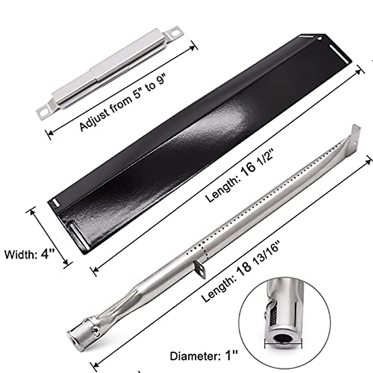 Adviace Replacement Parts for Charbroil 463211514 463211513 463211512 463211516 463211511 Classic 4 Burner Grills, 3 PCS Carry Over Tubes Carryover Tubes, 4 PCS Heat Tents Heat Shields, 4 Burners