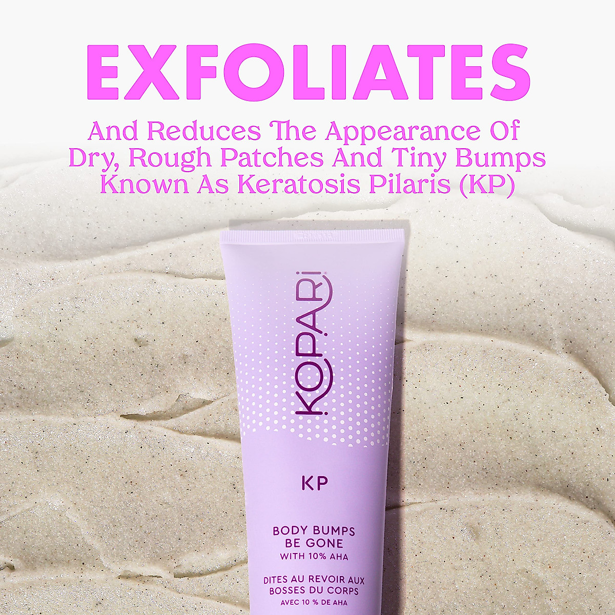 Kopari KP Body Bumps Be Gone Exfoliating Body Scrub with 10% AHA, to Smooth Skin, Reduce Bumps, Decongest Pores, Clarifying, Gently Exfoliate & Wash | 2 oz