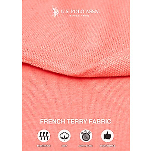 U.S. Polo Assn. Essentials Pink Sweatpants with Pockets, Comfy French Terry Womens Joggers (Coral Heather, Small)