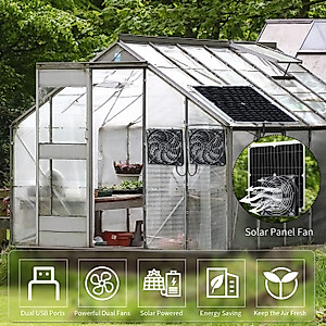 Riakrum 20W 16V Solar Panel Exhaust Fan Kit USB Portable Solar Powered Fan Summer Outdoor Waterproof Ventilator Fan for Chicken Coops, Greenhouses, Camping Exhaust (2 Sets)