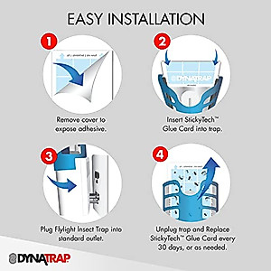 DynaTrap DT3009-1003P Flylight Indoor Plug-In Fly Trap for Flies, Fruit Flies, Moths, Gnats, & Other Flying Insects – Protects up to 600 Sq Ft