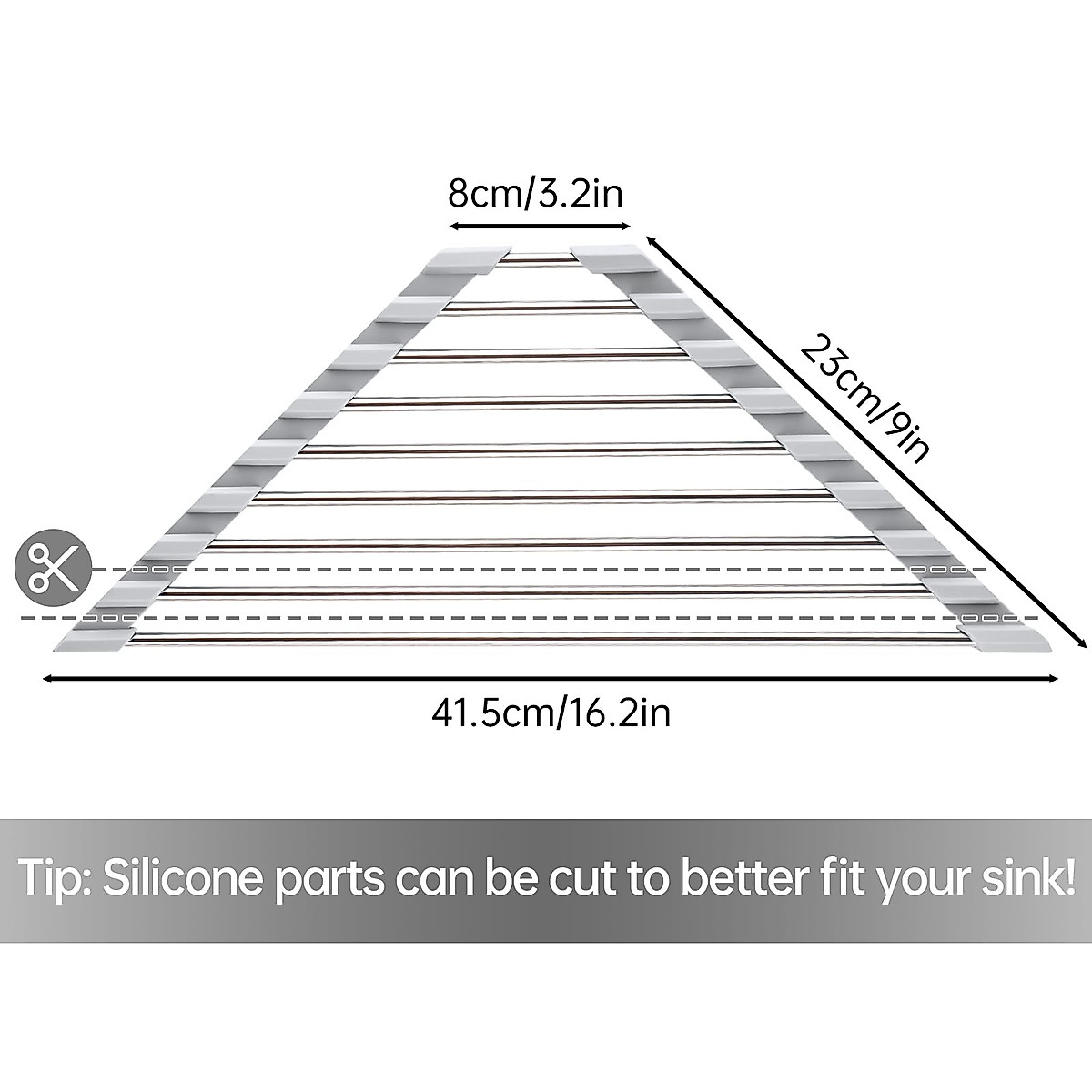 Tomorotec Triangle Roll-Up Dish Drying Rack for Sink Corner Small Foldable Stainless Steel Over The Sink Multipurpose Kitchen Drainer Caddy Organizer Storage Space Saver Shelf Holder (Gray)