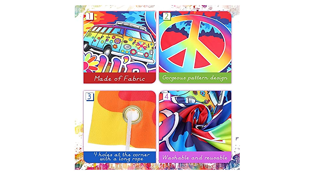 Hippie Party Decorations - 60's Groovy Backdrop for Retro Parties